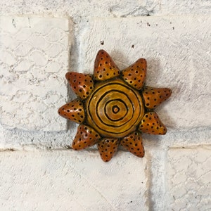 4” Handmade Ceramic SUN Wall Hanging, Pottery, Happy Art, Sculpture ...