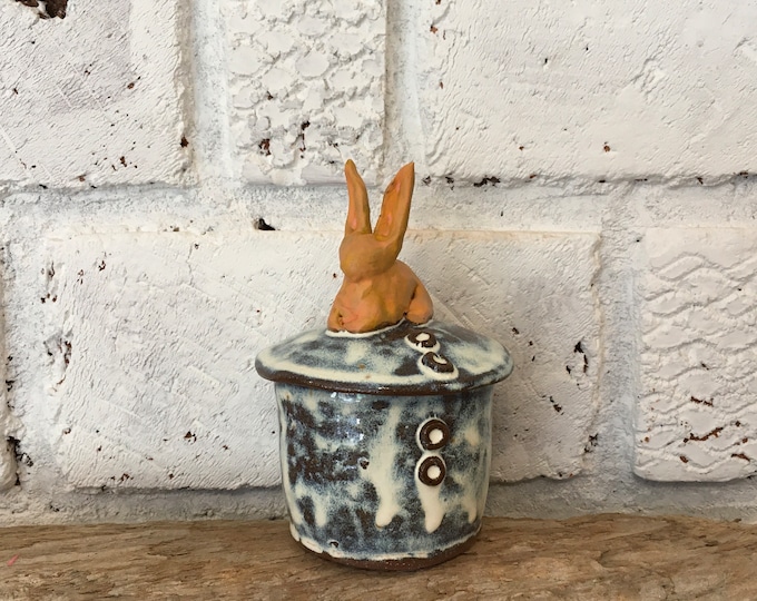 Mini Bunny Pot, Lidded Jar, Rabbit, Handmade Pottery, Happy Art ...