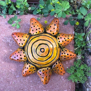 4” Handmade Ceramic SUN Wall Hanging, Pottery, Happy Art, Sculpture ...