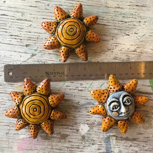 4” Handmade Ceramic SUN Wall Hanging, Pottery, Happy Art, Sculpture ...