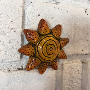4” Handmade Ceramic SUN Wall Hanging, Pottery, Happy Art, Sculpture ...