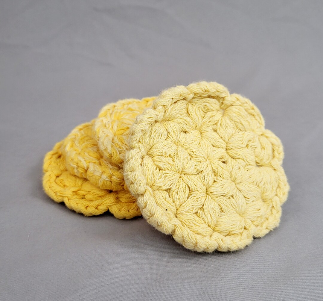 Crochet Coaster Set, 4 Gradient Coasters Sunshine Yellow to Buttery ...
