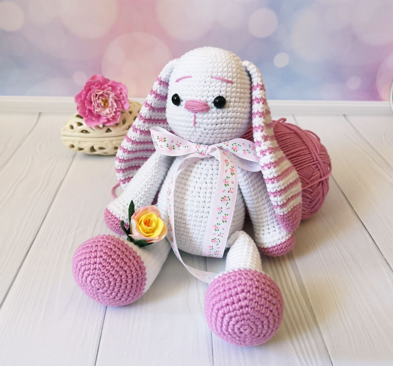 Crochet Bunny Pattern Long Ears Amigurumi Rabbit Tutorial | Etsy