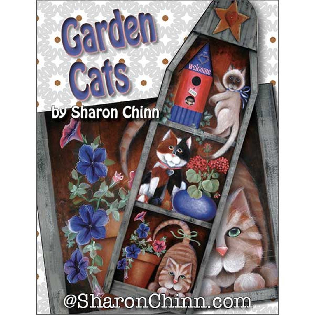 Garden Shelves - Cats - Potted Flowers Ironing Board Painting Pattern ...