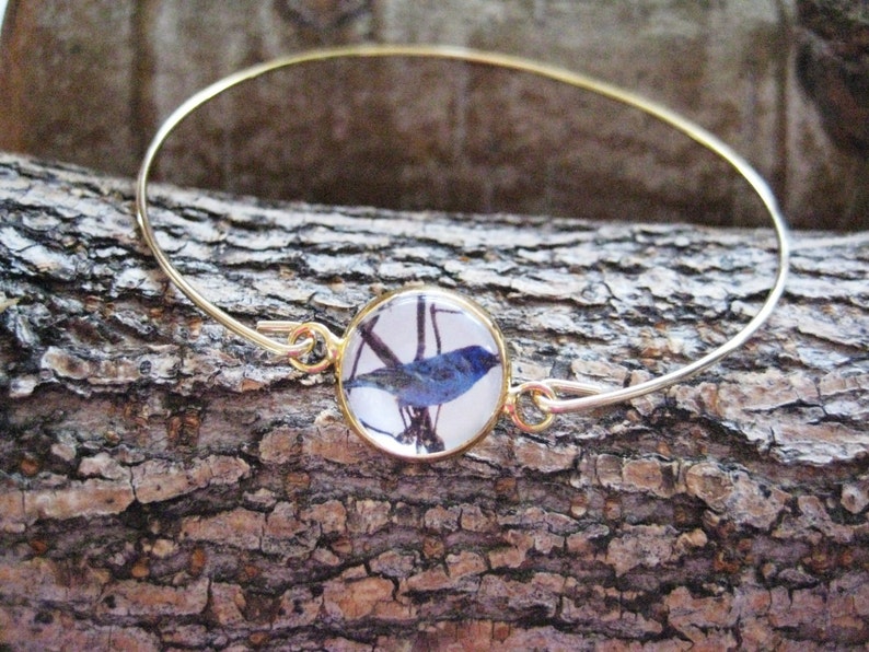Blue Bird Bracelet, Gold Bangle Bracelet, Nature Jewelry, Bird Bracelet ...