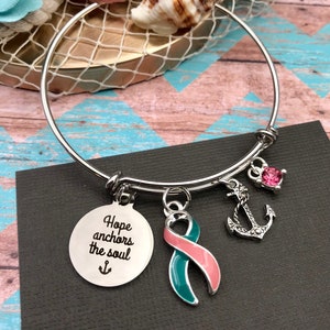 Previvor Charm Bracelet Pink and Teal Ribbon BRCA Sisterhood, Previvor ...