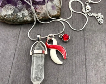 Red and White Ribbon Aplastic Anemia DVT Head & Neck | Etsy