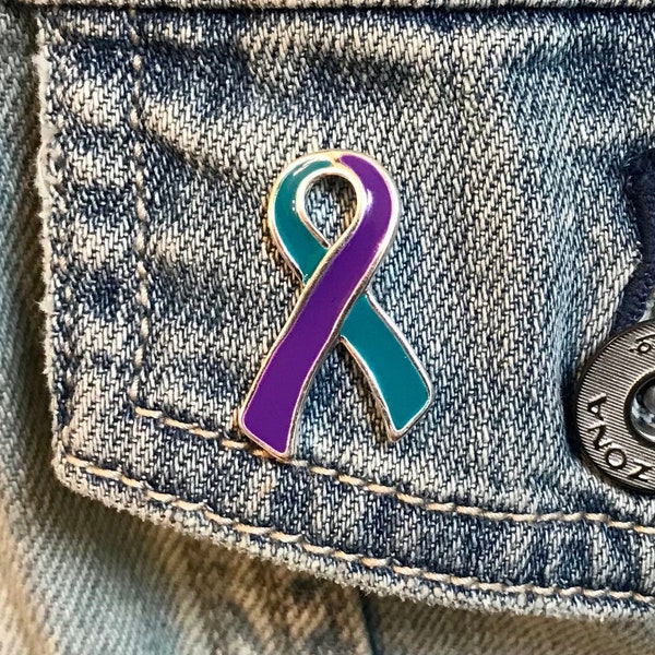 Purple and Teal Ribbon Pin - Etsy
