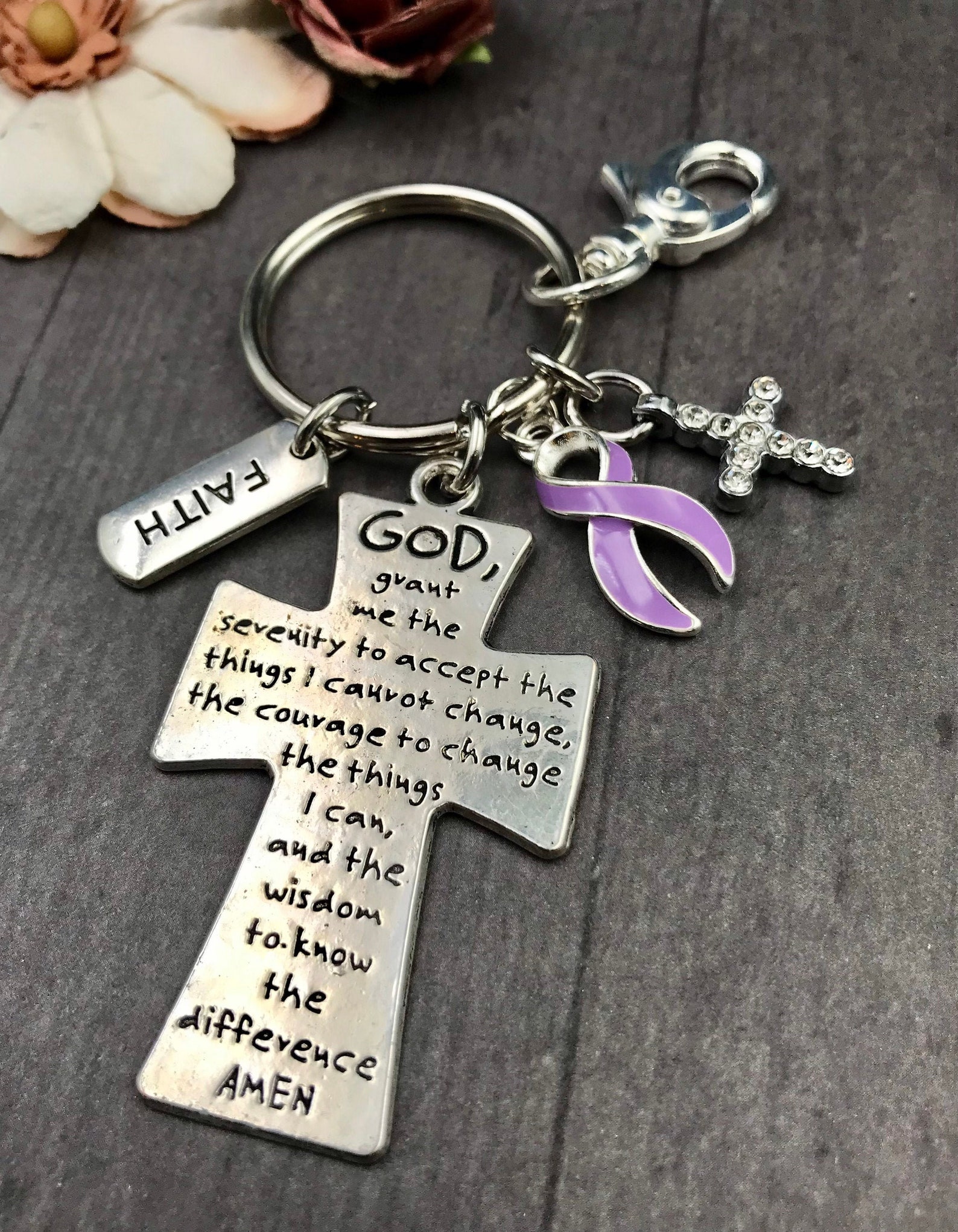 Serenity Prayer Keychain / Light Purple Ribbon / Epilepsy - Etsy