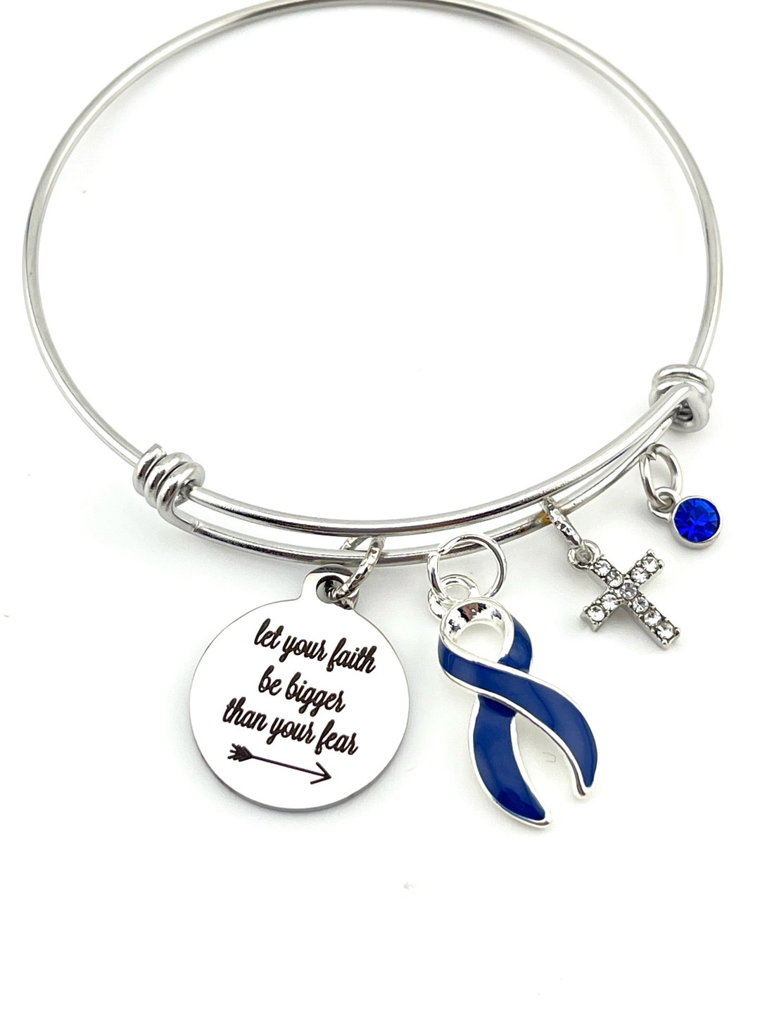 Navy Blue Ribbon Bracelet / Colon Colorectal Cancer, Crohn's Colitis ...
