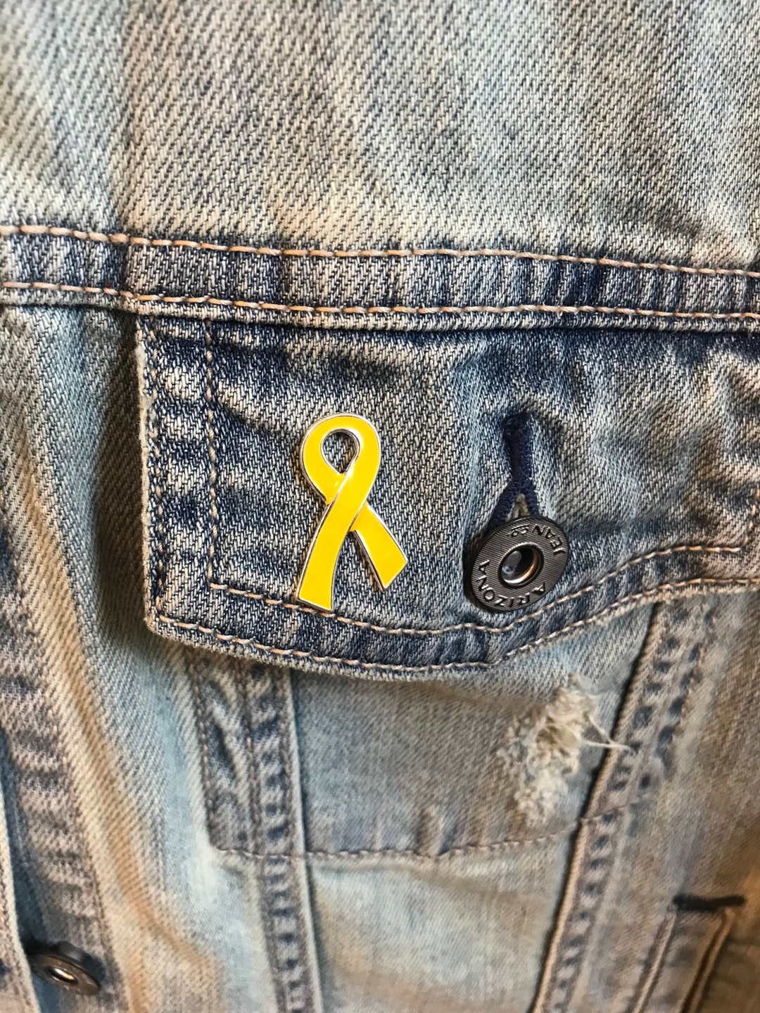 Gold Ribbon / Lapel Hat Pin / Alveolar Rhabdomyosarcoma - Etsy