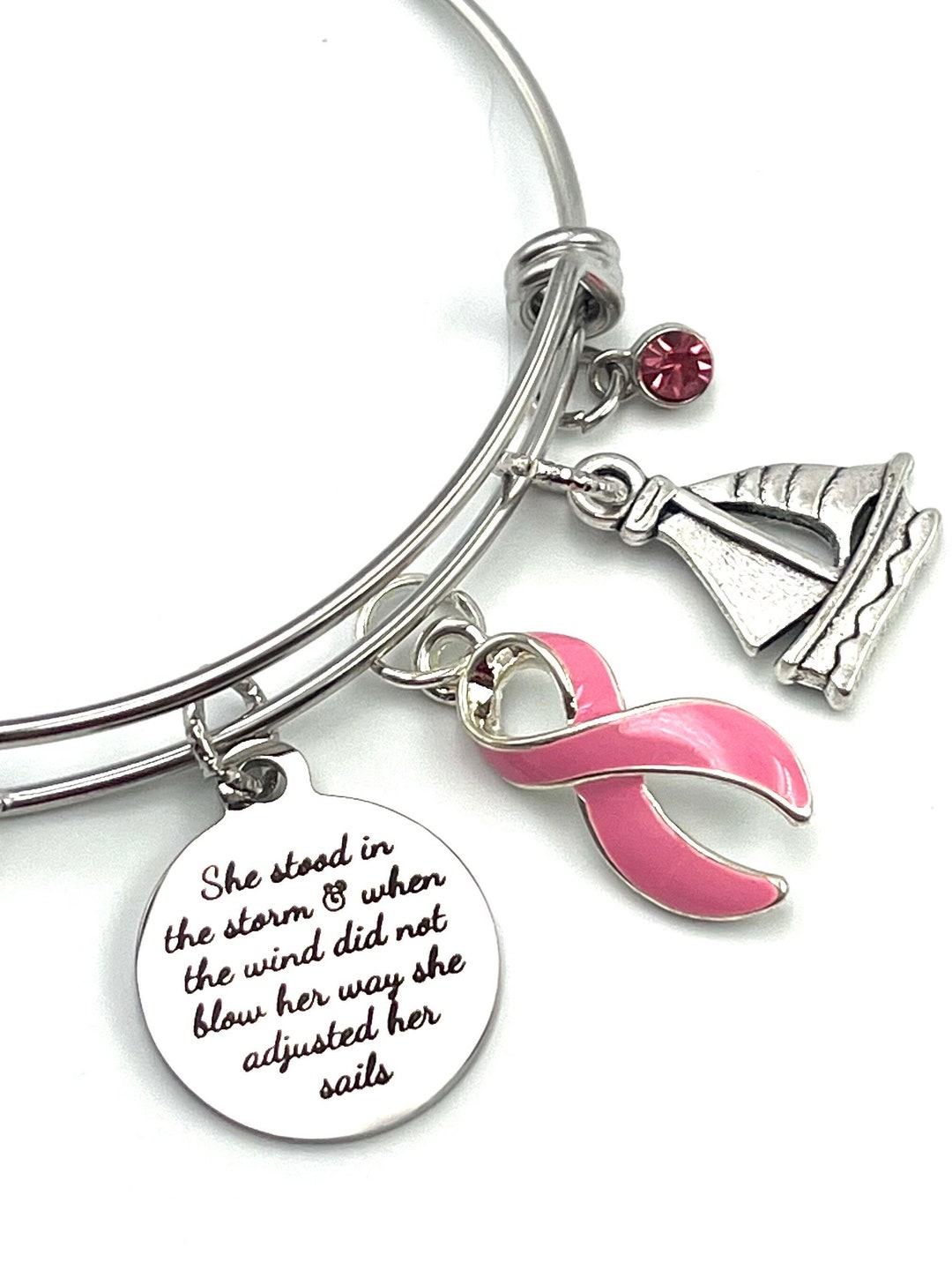 Breast Cancer Awareness Charm Bracelet Pink Ribbon BRCA, BRCA1, BRCA2 ...
