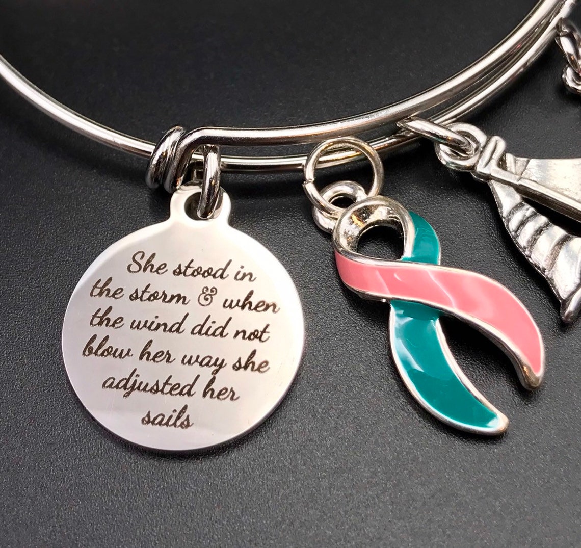 BRCA Awareness Bracelet / Previvor Gift Pink and Teal Ribbon | Etsy