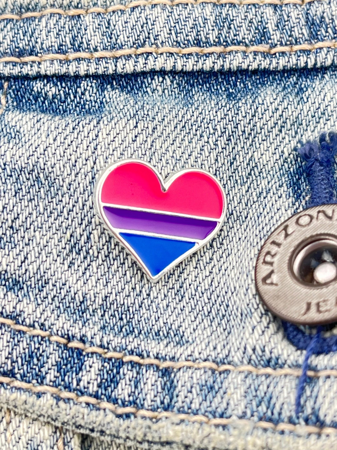 Bisexual Bi Pride Ribbon Heart Lapel Hat Pin / Queer LGBTQ+ Awareness ...