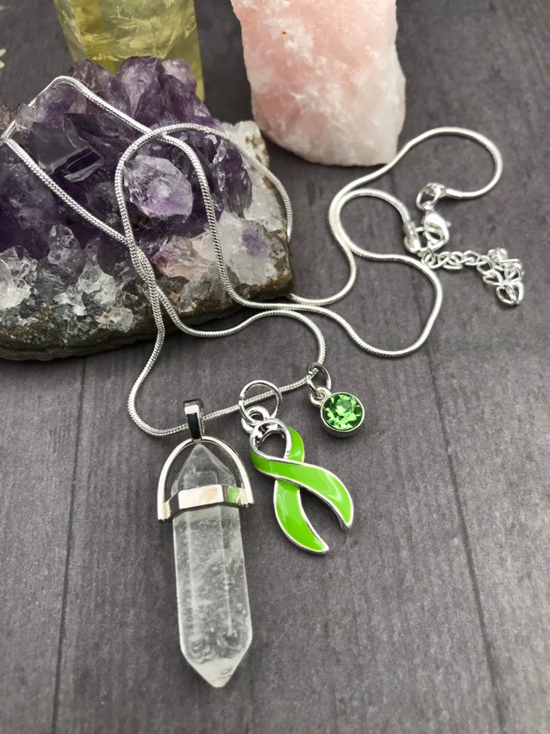 Lime Ribbon Healing Quartz Crystal Necklace Muscular - Etsy