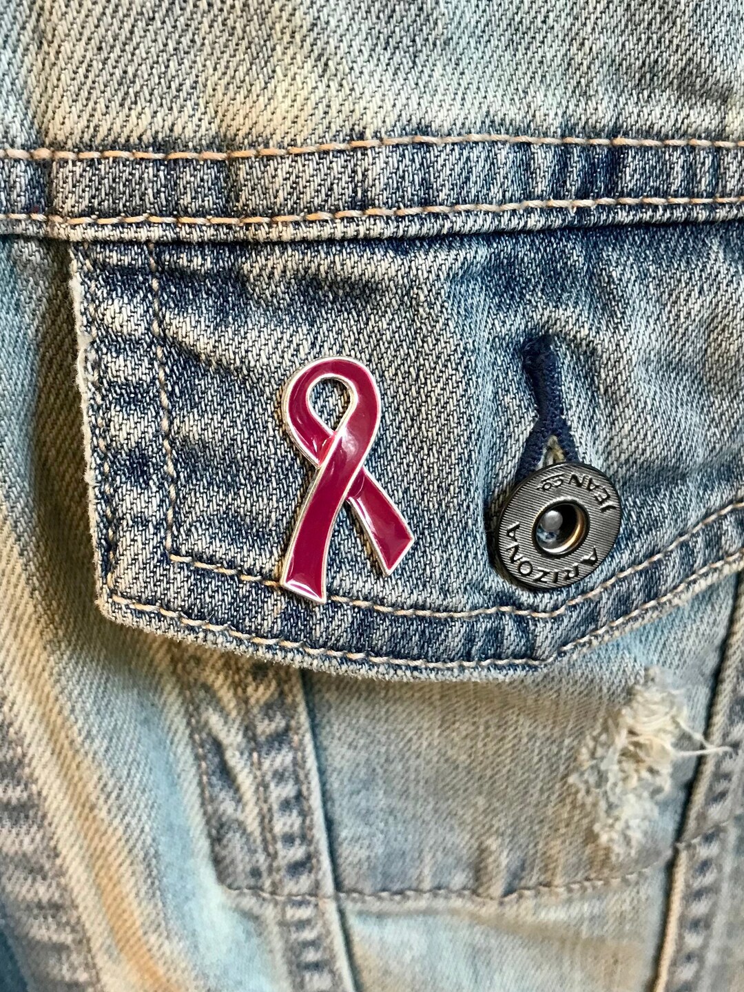 Burgundy Ribbon / Lapel Hat Pin / Sickle Cell Anemia / Multiple Myeloma ...