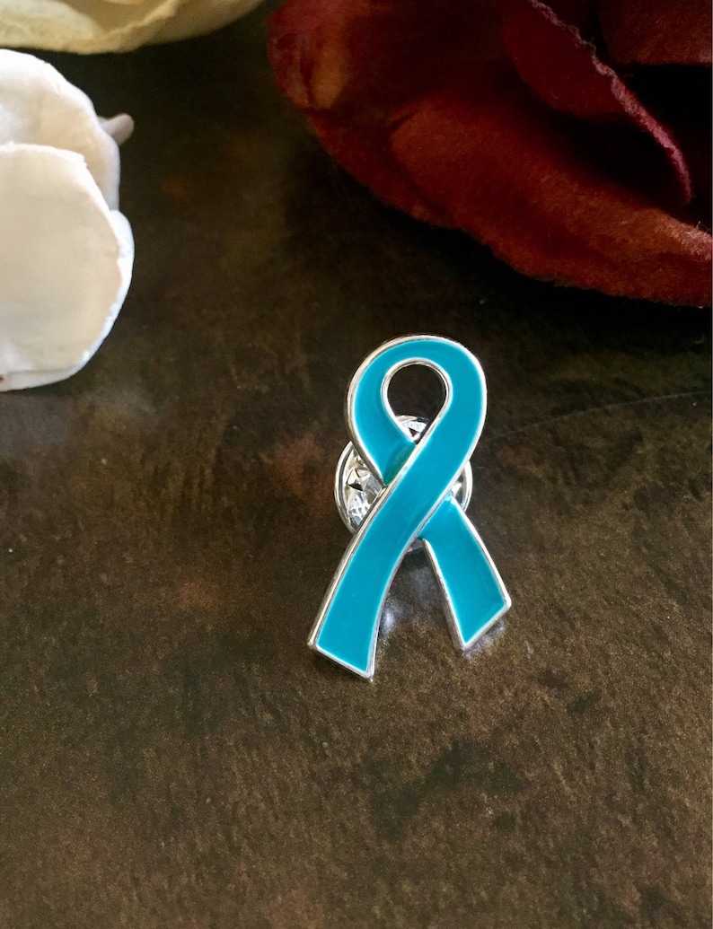 Teal Ribbon / Lapel Hat Pin / Ovarian Cancer Survivor / | Etsy