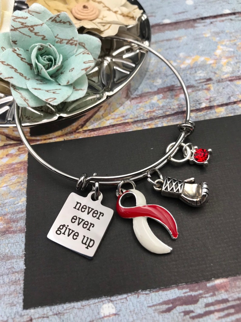 Red and White Ribbon - Aplastic Anemia, DVT, Head and Neck Cancer, Oral ...