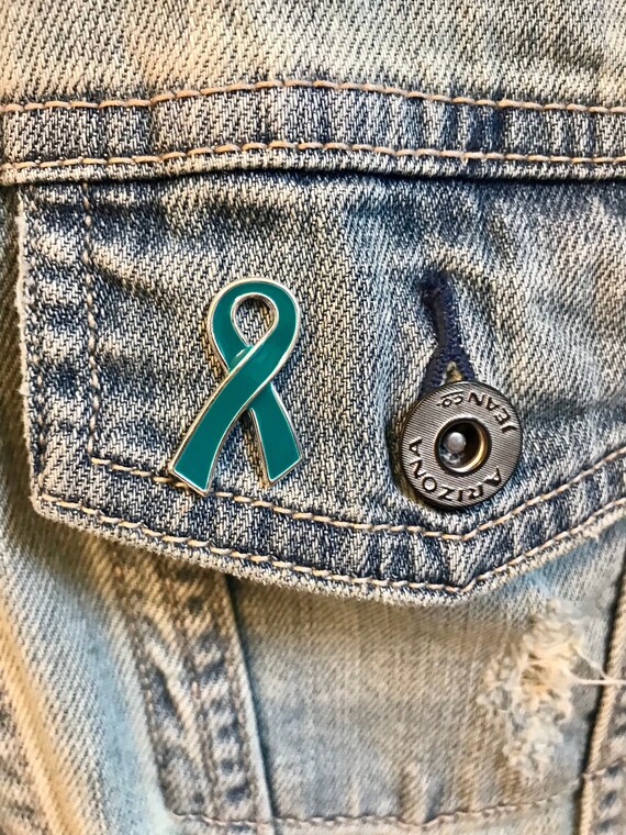 Teal Ribbon / Lapel Hat Pin / Ovarian Cancer Survivor / | Etsy