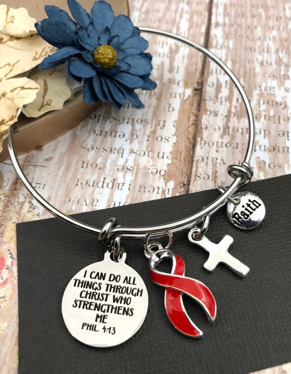 Red Ribbon Bracelet Sick Cell Anemia Heart Disease Failure - Etsy