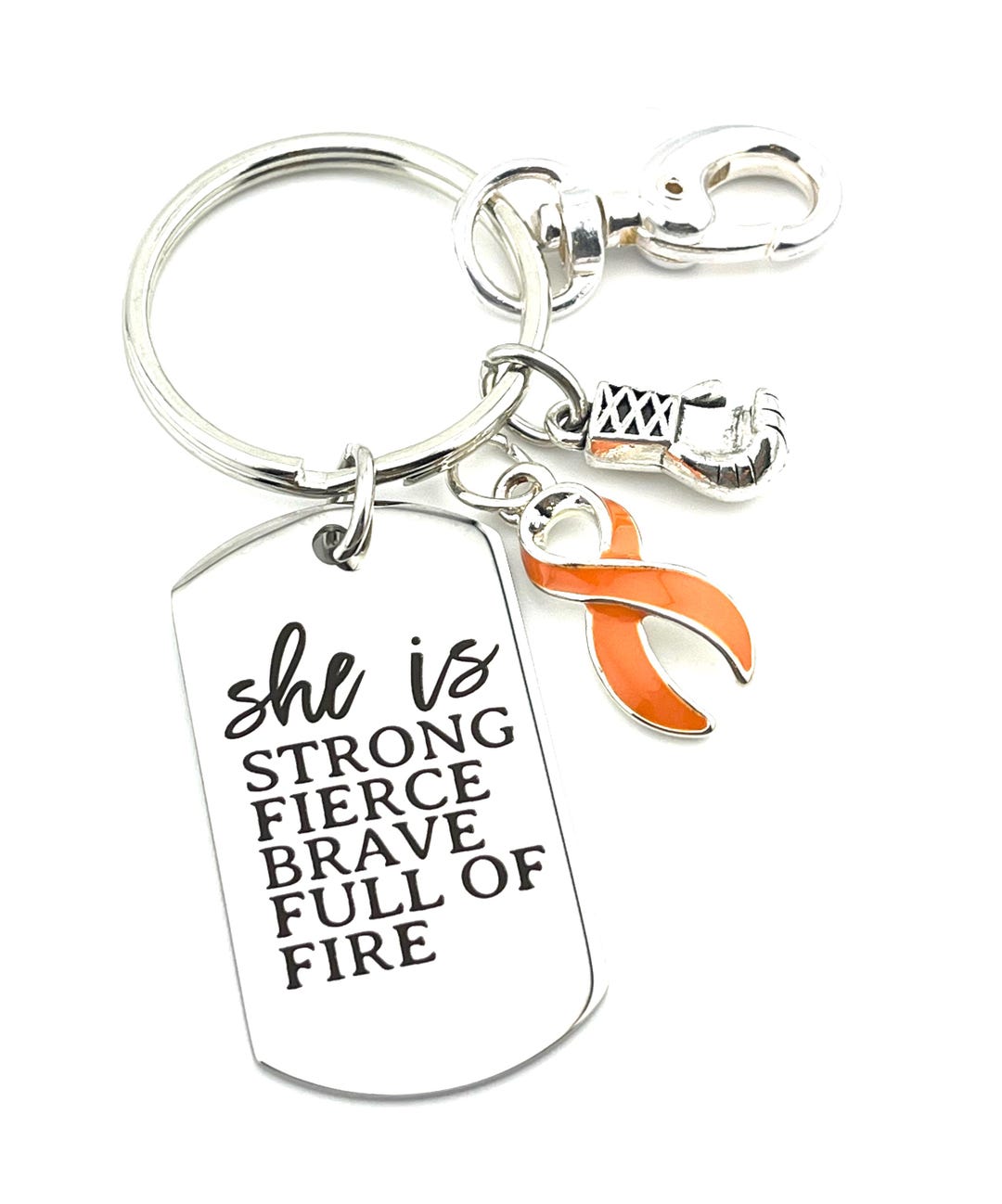 Orange Ribbon Encouragement Keychain - Kidney, Spinal, Leukemia Cancer ...