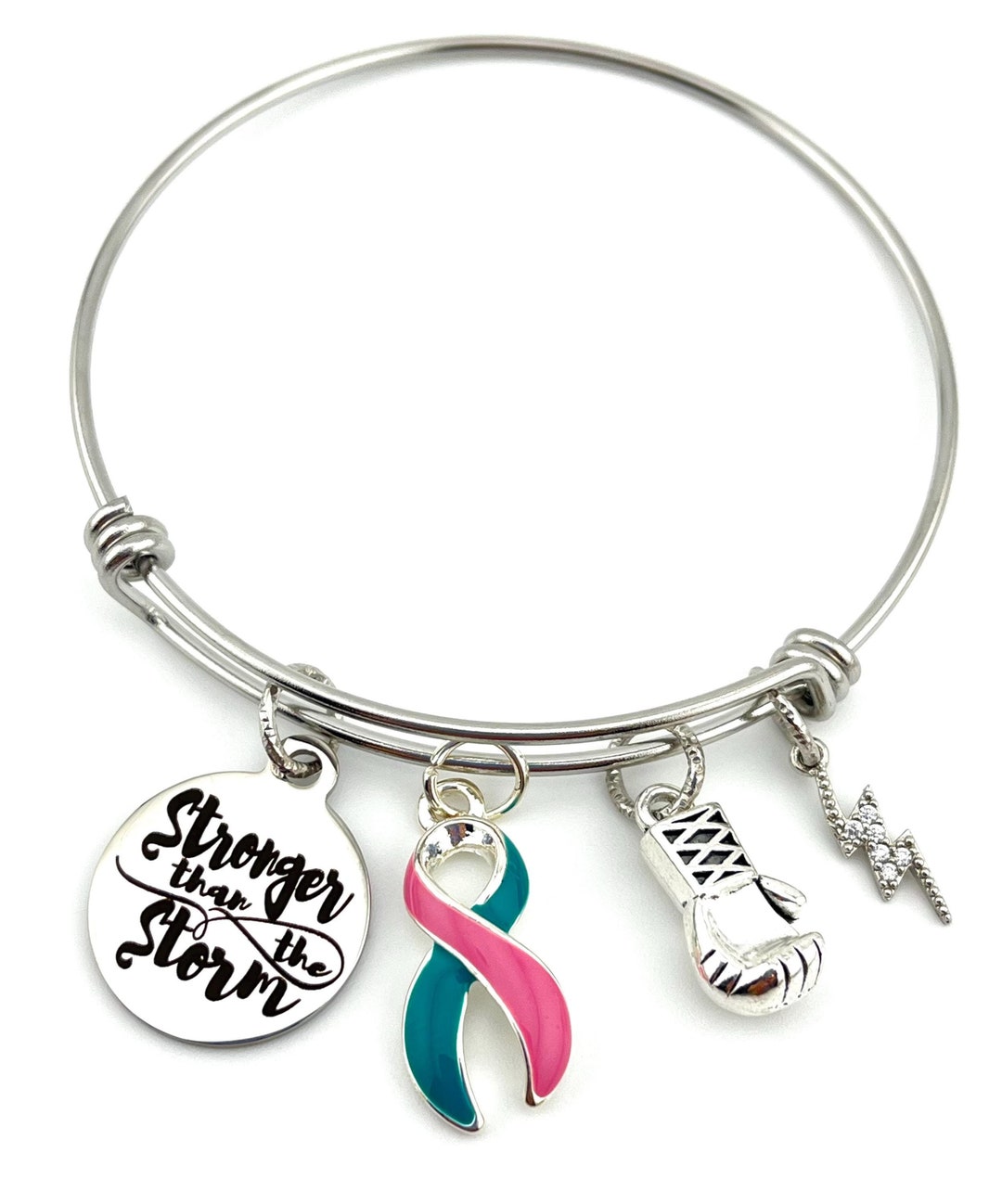 BRCA Awareness Bracelet / Previvor Gift Pink and Teal Ribbon ...