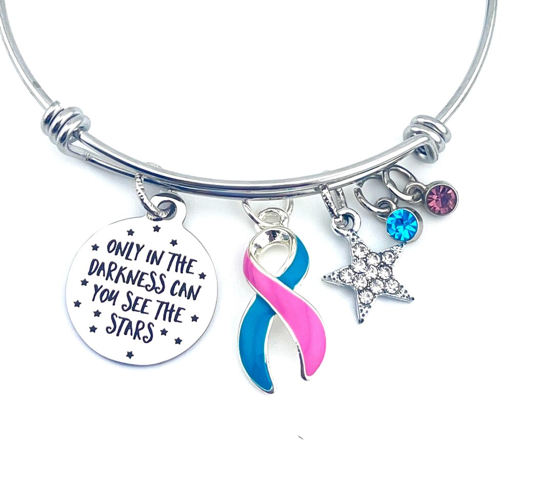 Pink and Teal Ribbon Charm Bracelet - Previvor Awareness Gift - Only in ...