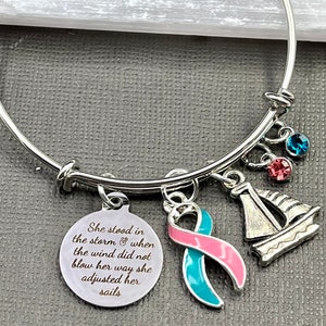 BRCA Awareness Bracelet / Previvor Gift Pink and Teal Ribbon ...