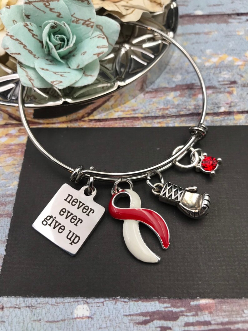 Red and White Ribbon - Aplastic Anemia, DVT, Head and Neck Cancer, Oral ...