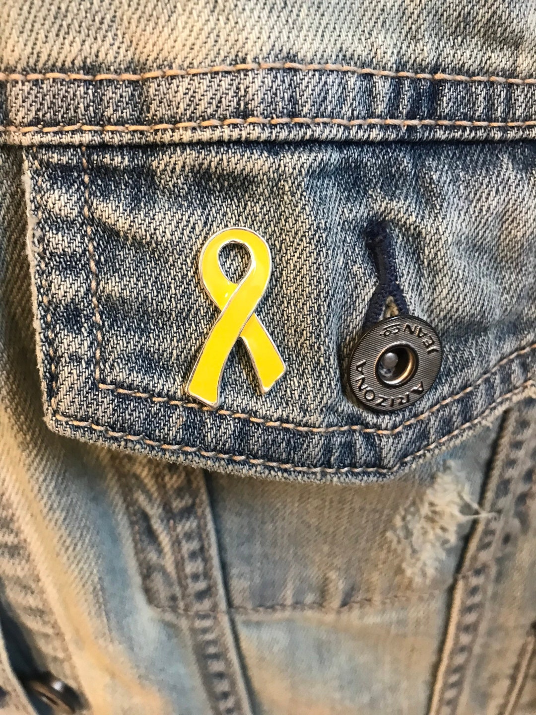 Yellow Ribbon / Lapel Hat Pin / Osteosarcoma Survivor Awareness ...
