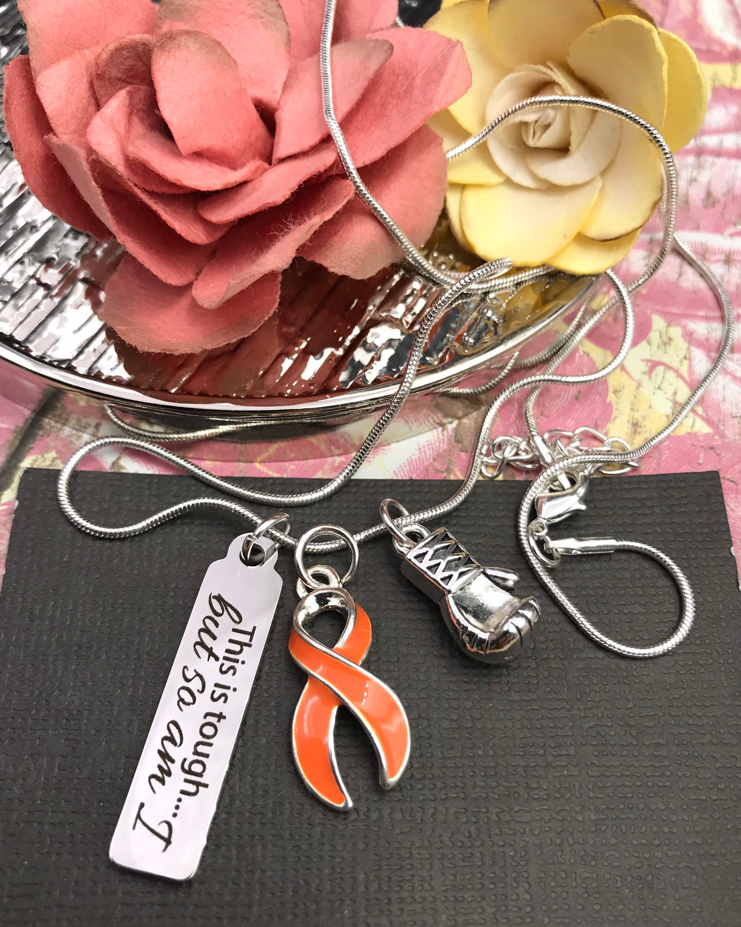 Orange Ribbon Boxing Glove Necklace Leukemia Kidney Cancer - Etsy UK