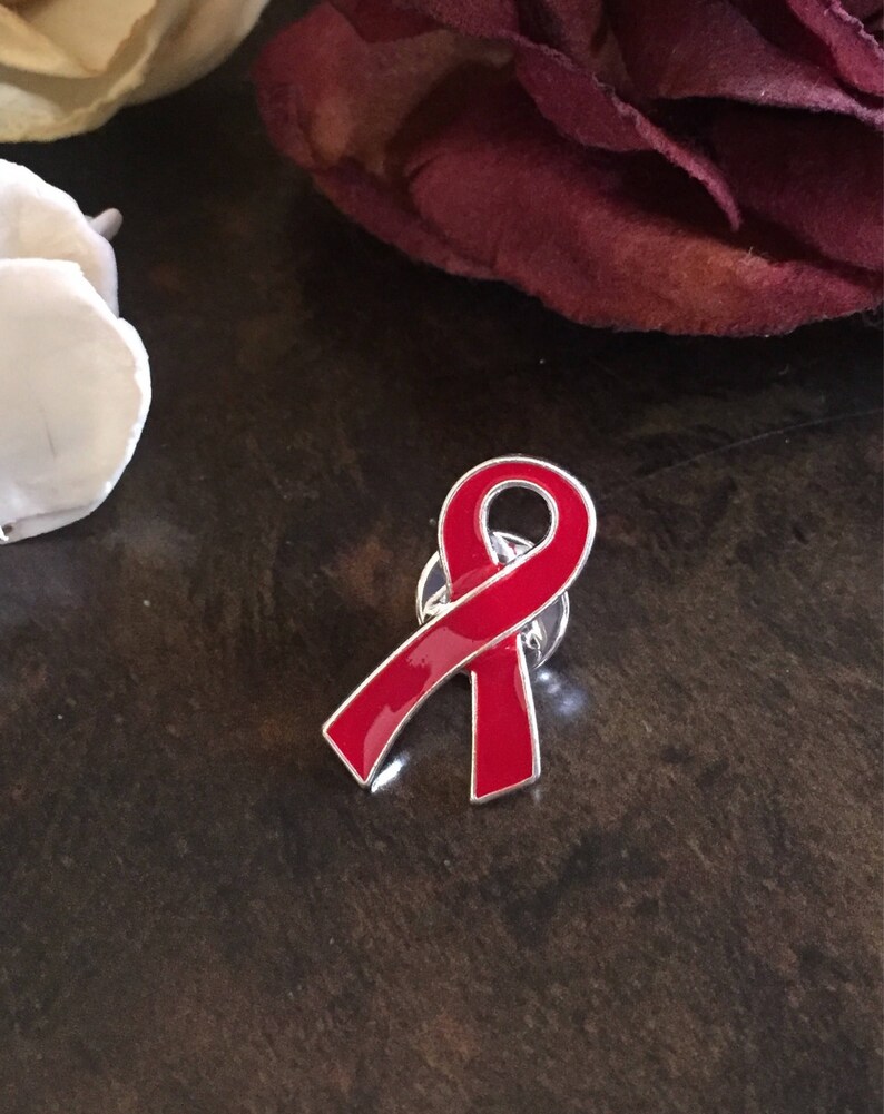 Red Ribbon / Lapel Hat Pin / Heart Disease Attack / Aids HIV | Etsy
