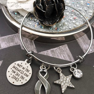 Gray Grey Ribbon Bracelet Aphasia, Asthma, Brain Cancer Survivor, Brain ...