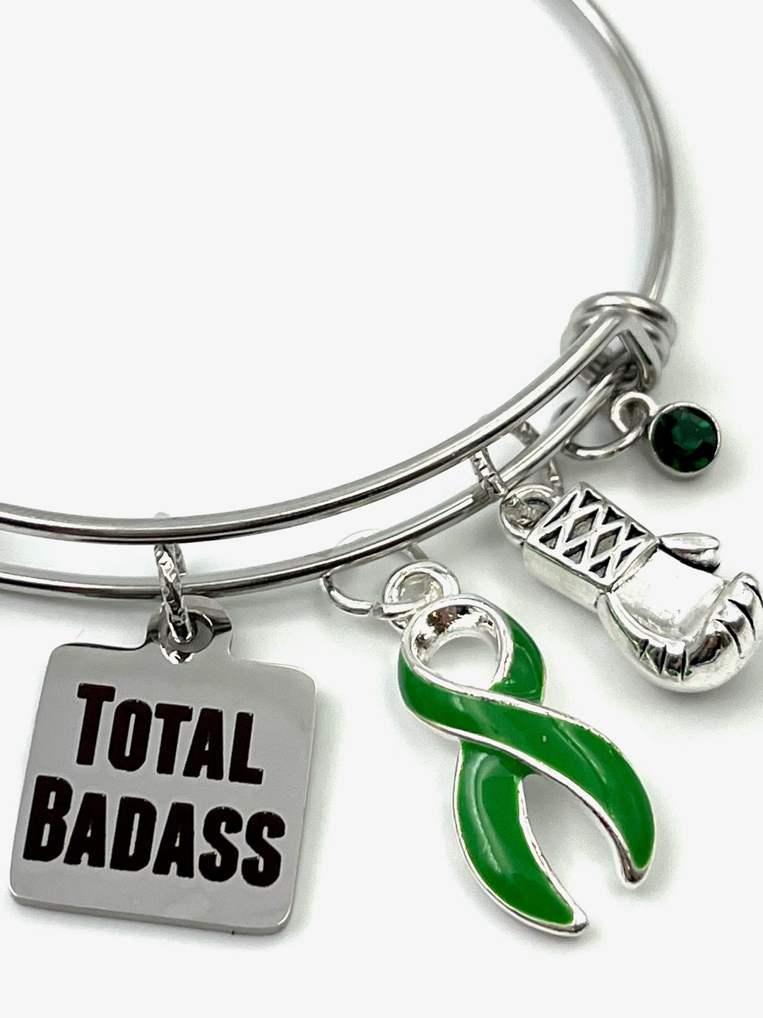 Green Ribbon Total Badass Charm Bracelet Kidney, Adrenal Cancer ...