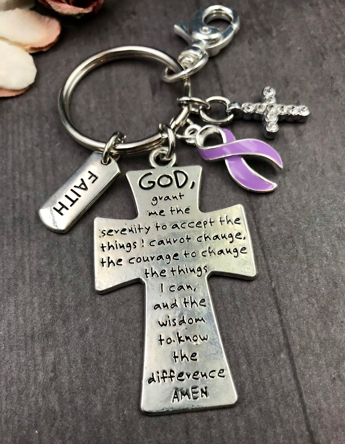 Serenity Prayer Keychain / Light Purple Ribbon / Epilepsy - Etsy