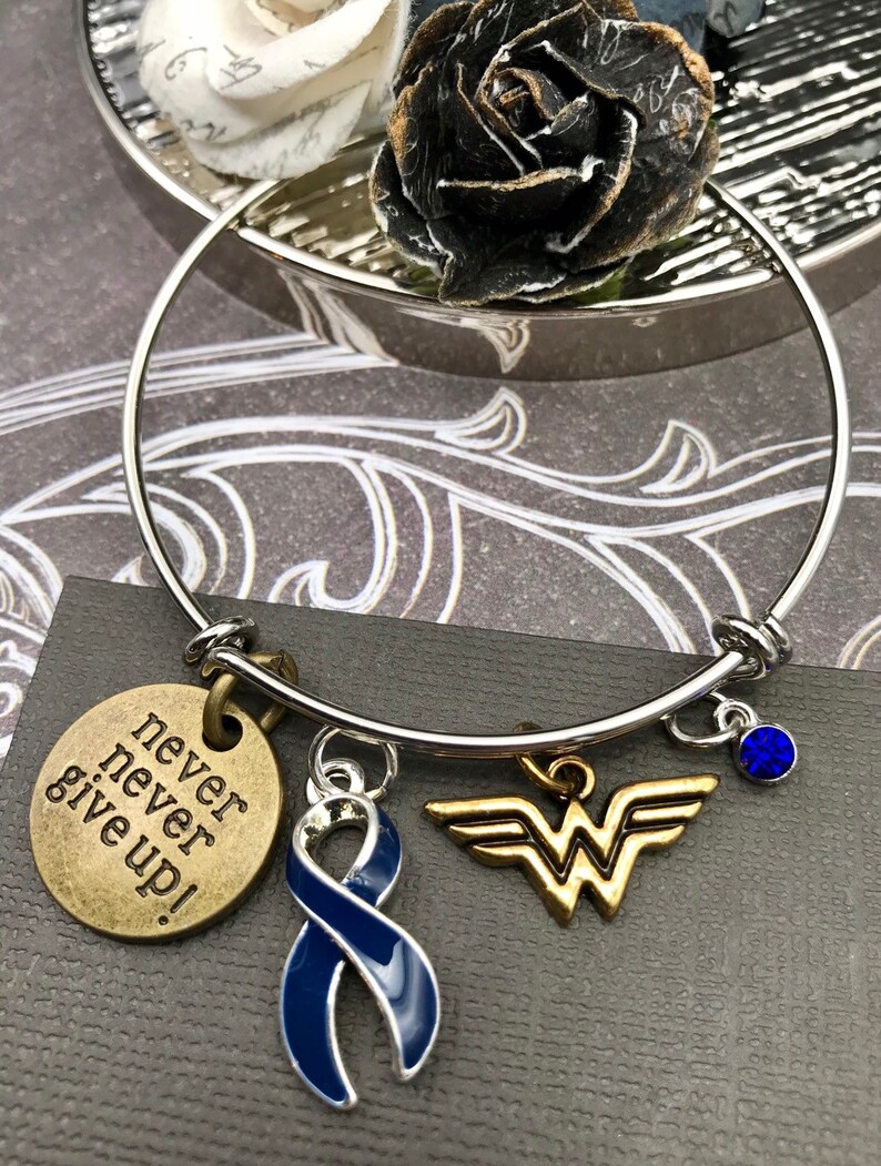 Navy Dark Blue Ribbon Hero Charm Bracelet Chronic Fatigue - Etsy