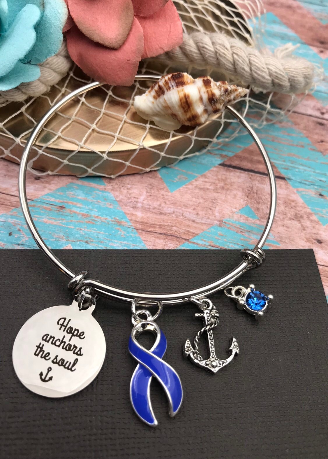 Periwinkle Ribbon Bracelet / Hope Anchors / Stomach Gastric Esophageal ...