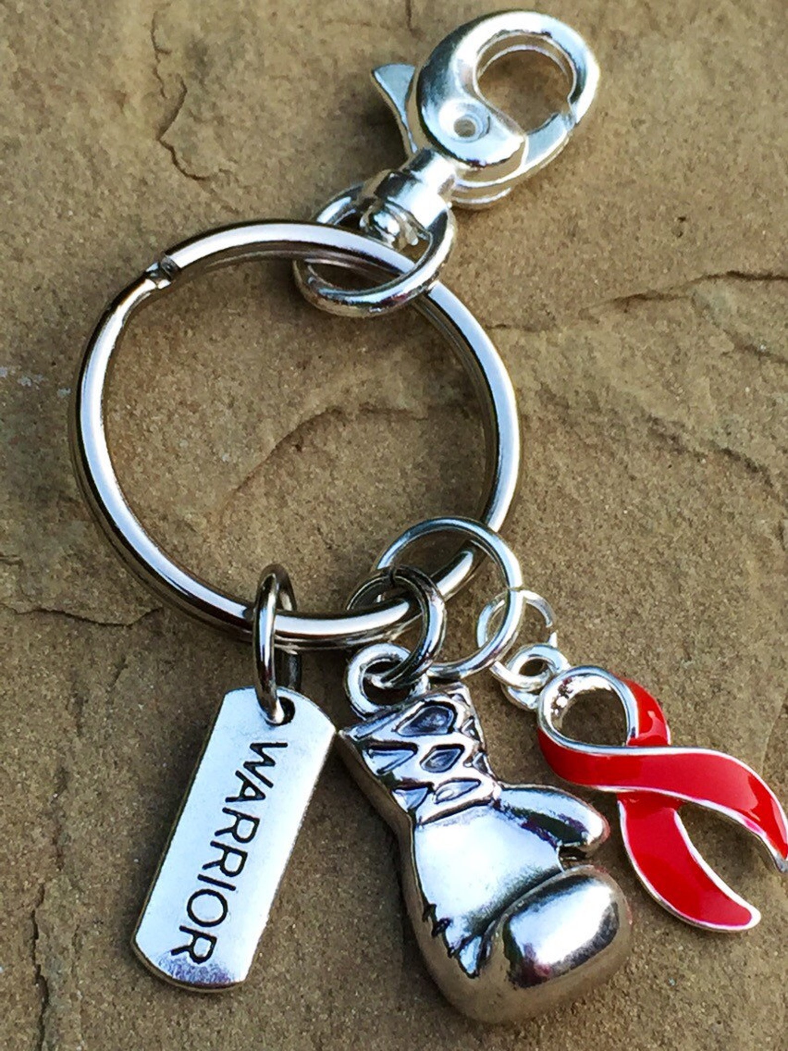 Red Ribbon Keychain / Warrior Boxing Glove / HIV Aids - Etsy