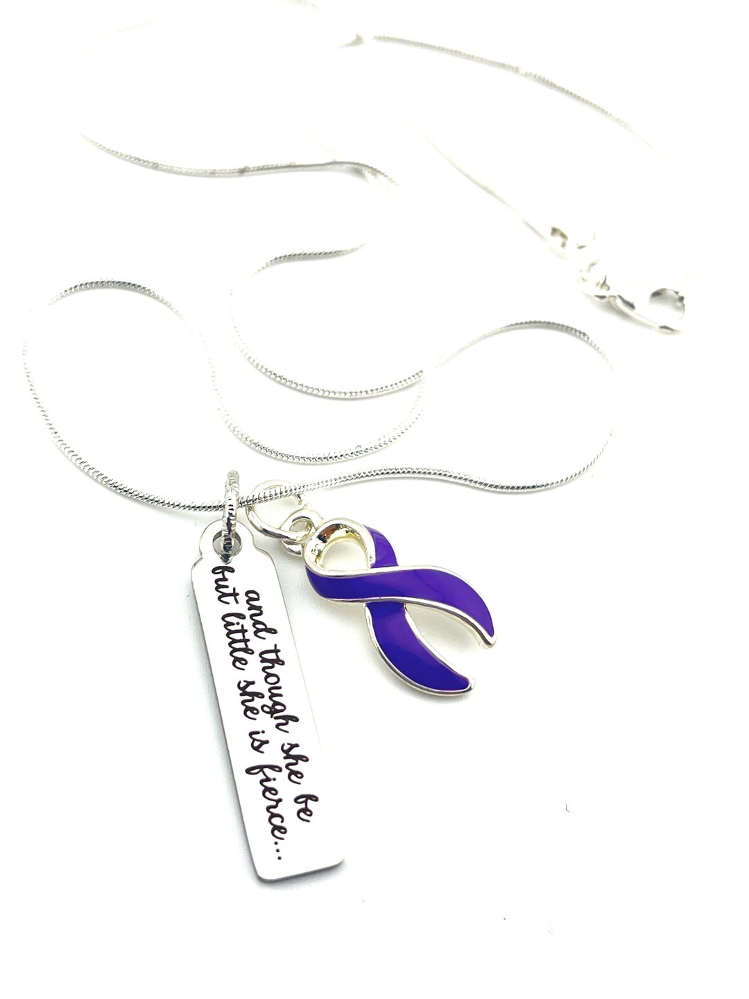 Purple Ribbon Necklace - Pancreatic Cancer, Lupus, Epilepsy, Cystic ...