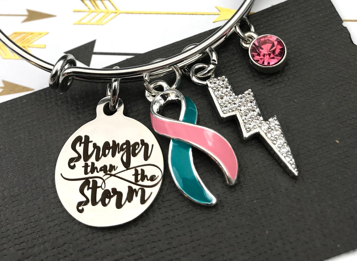 BRCA Awareness Bracelet / Previvor Gift Pink and Teal Ribbon | Etsy
