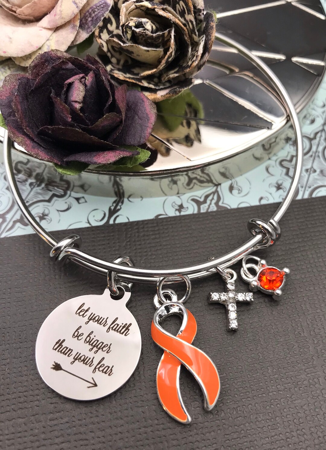 Orange Ribbon Charm Bracelet Leukemia Awareness Kidney - Etsy