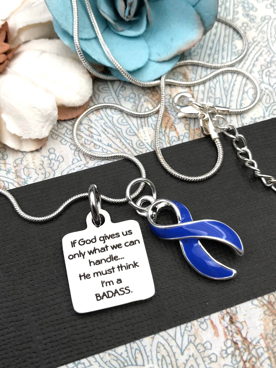 Periwinke Ribbon Necklace If God Gives Us Only What We Can Handle ...