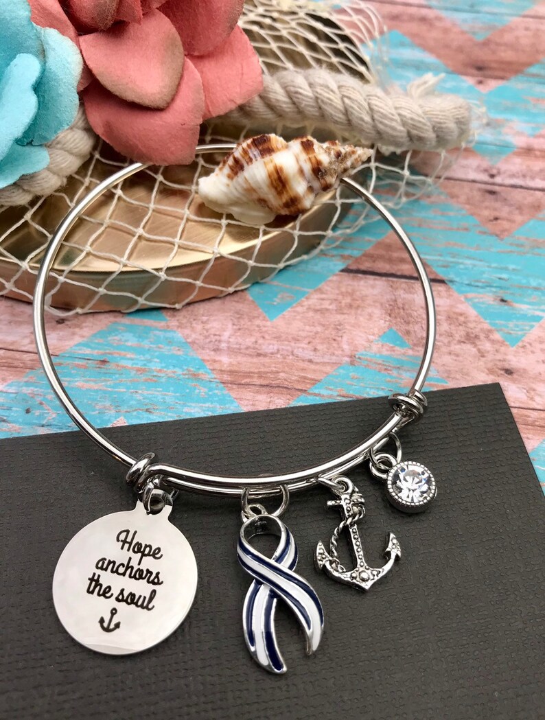 ALS Awareness Bracelet - Bracelet / Lou Gehrig's Disease - Striped Blue ...