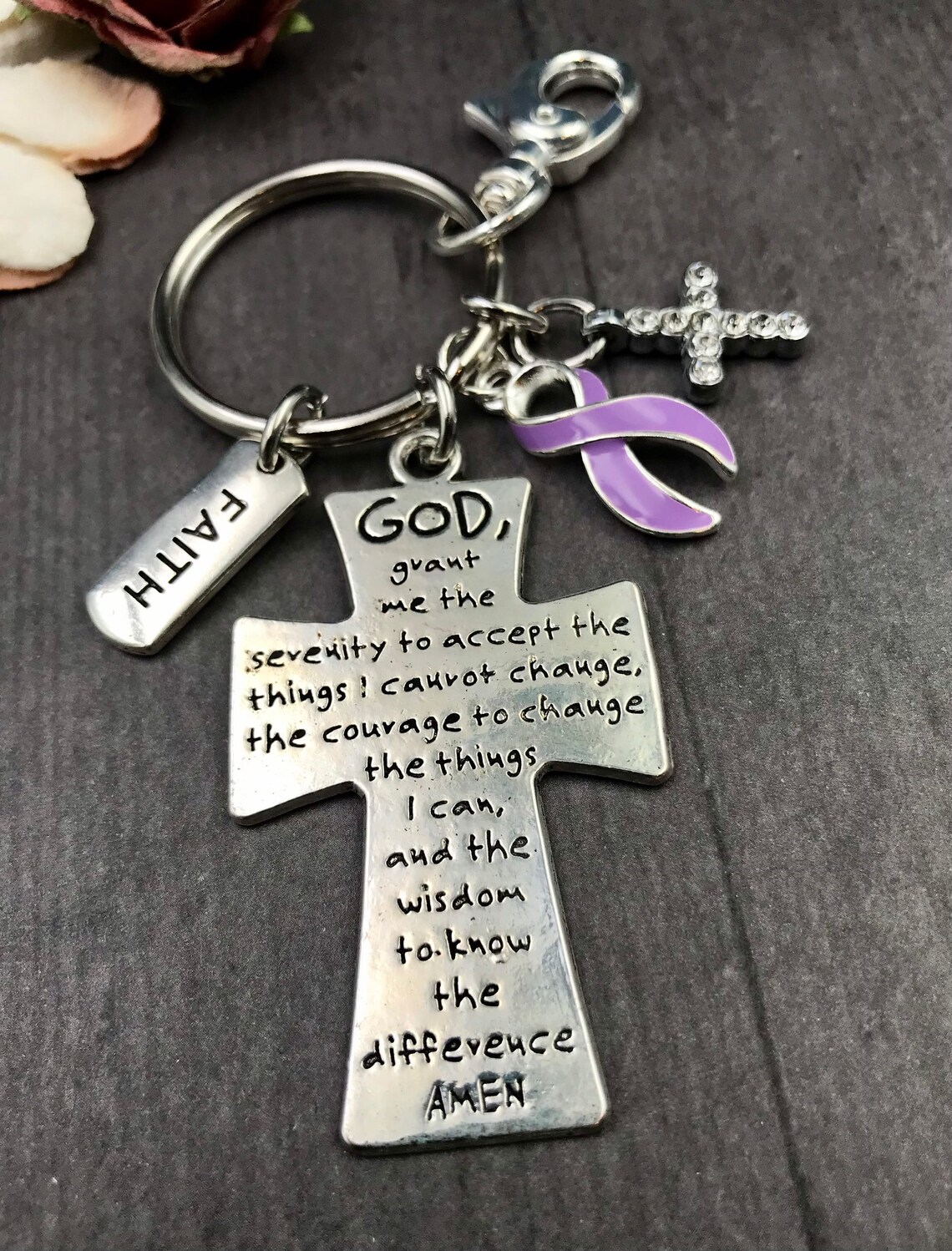 Serenity Prayer Keychain / Light Purple Ribbon / Epilepsy Awareness ...