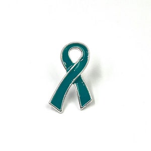 Teal Ribbon / Lapel Hat Pin / Ovarian Cancer Survivor / - Etsy