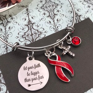 Red Ribbon Charm Bracelet / Let Your Faith / Aids HIV - Etsy