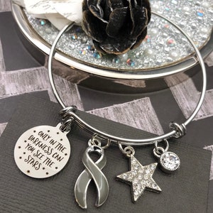 Gray Grey Ribbon Bracelet Aphasia, Asthma, Brain Cancer Survivor, Brain ...