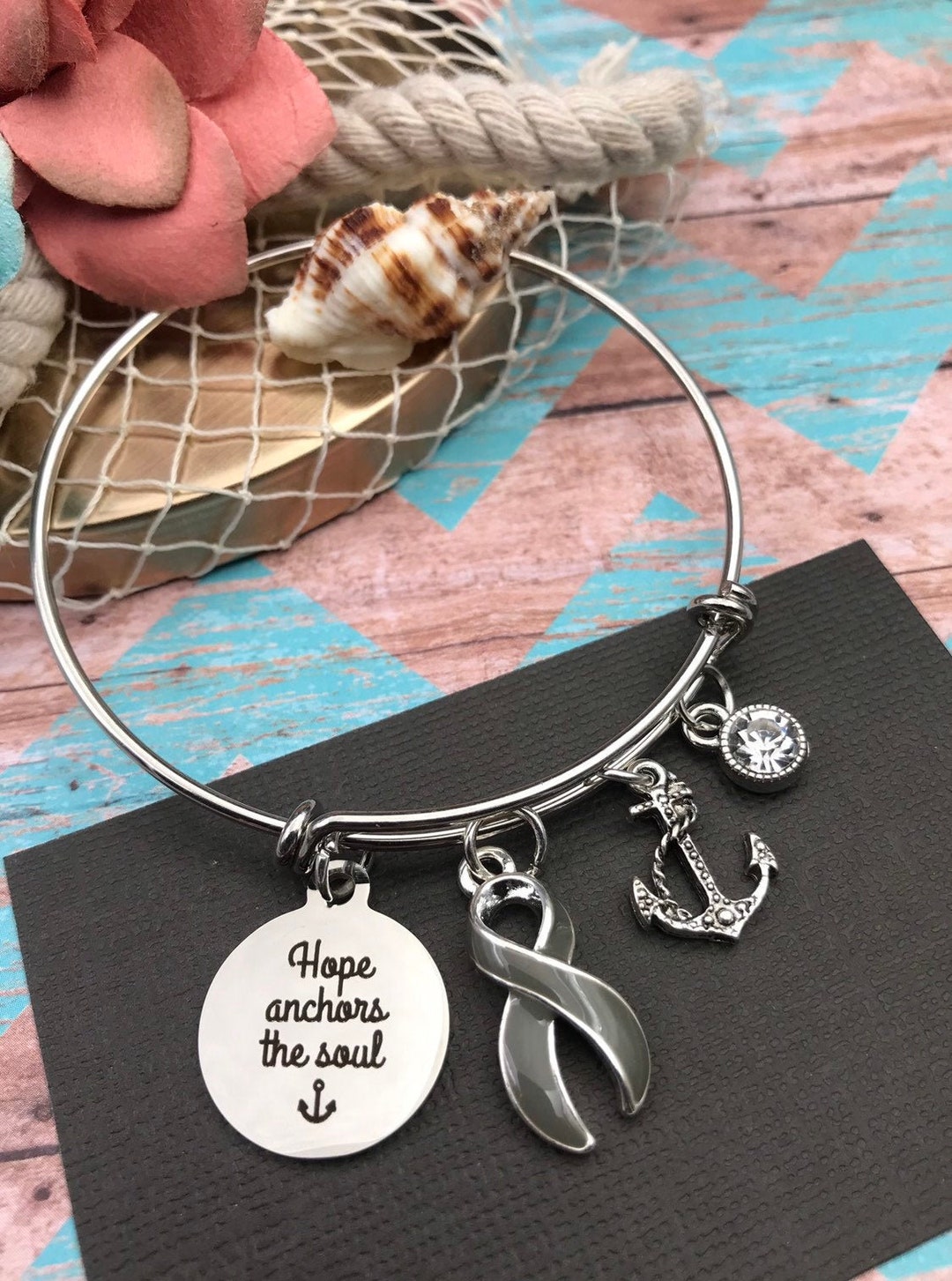 Gray Ribbon Bracelet - Aphasia, Asthma, Brain Cancer Survivor, Brain ...