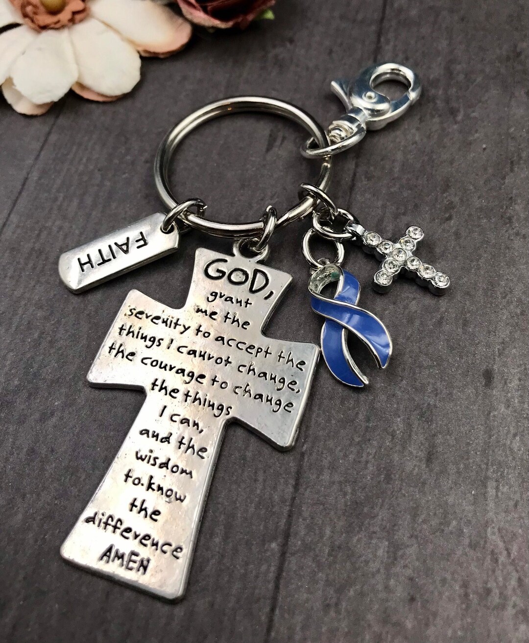 Periwinkle Ribbon Keychain / Esophageal, Stomach, Gastric, Intestinal ...