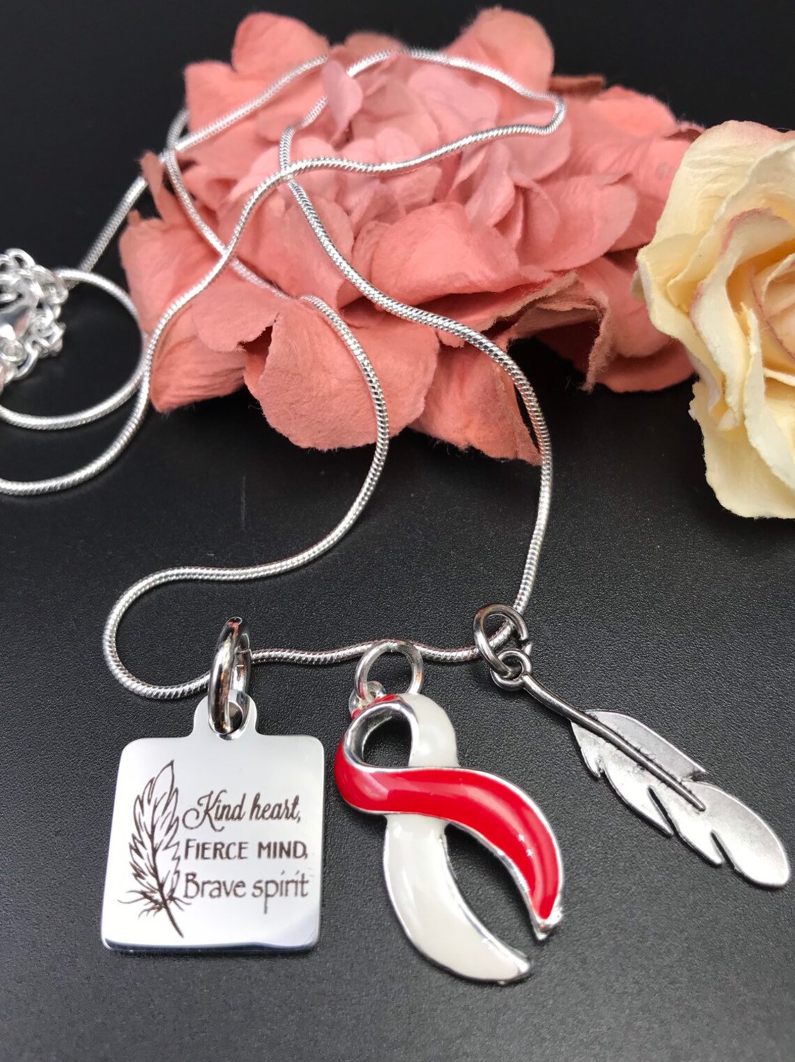 Red and White Ribbon Aplastic Anemia DVT Head & Neck | Etsy